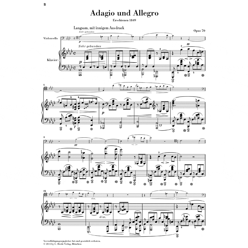Schumann, Robert: Adagio and Allegro Op. 70 (version för cello, urtext ...