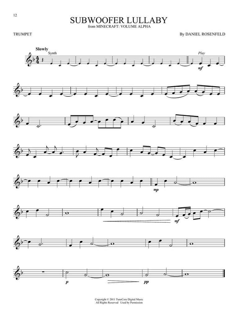Minecraft - Music from the Video Game Series trumpet playalong (Bok ...